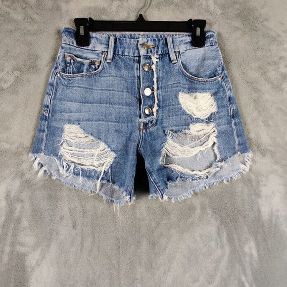 Good American | Shorts | Good American Shorts Women 26 Blue Cut Off ...